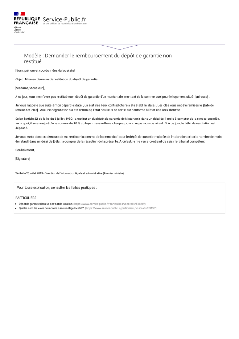 Restitution du dépôt de garantie locatif - LONGFIELD SOCIÉTÉ D’AVOCATS Restitution du dépôt de garantie locatif - LONGFIELD SOCIÉTÉ D’AVOCATS